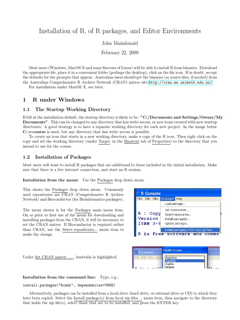 R Setup and Environment | PDF | Installation (Computer Programs) | Graphical User Interfaces
