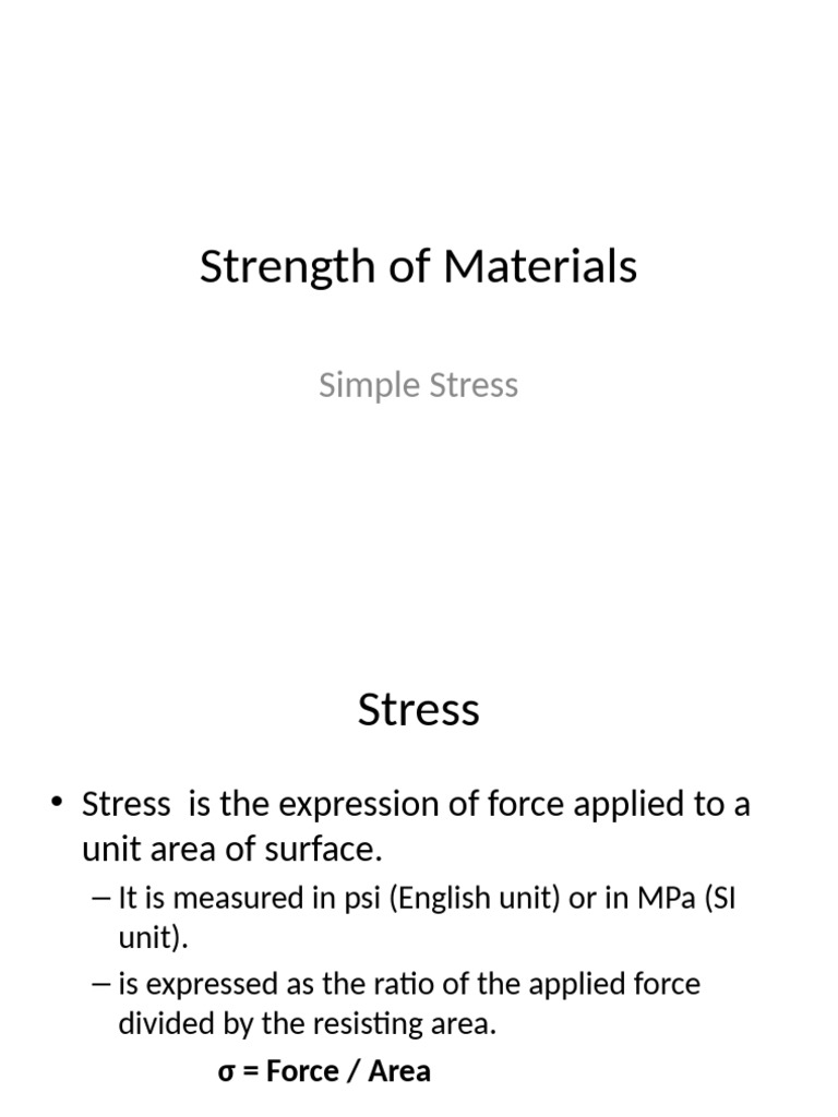 Simple Stresses 1 | PDF | Stress (Mechanics) | Strength Of Materials