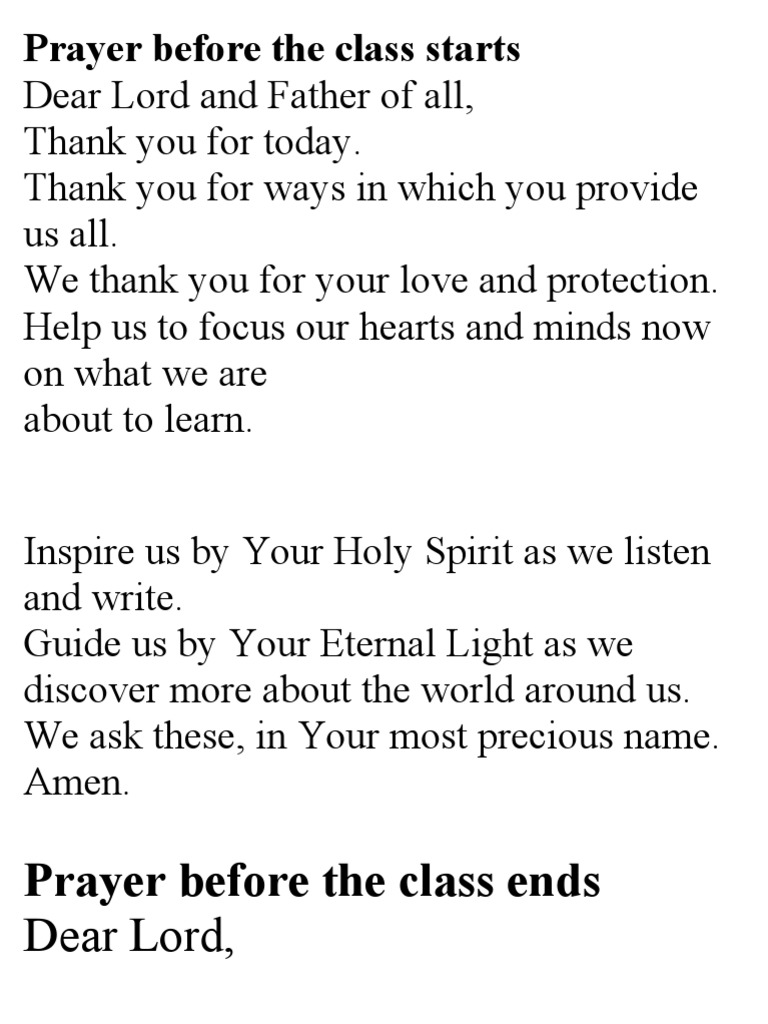 Class Start and End Prayers | PDF