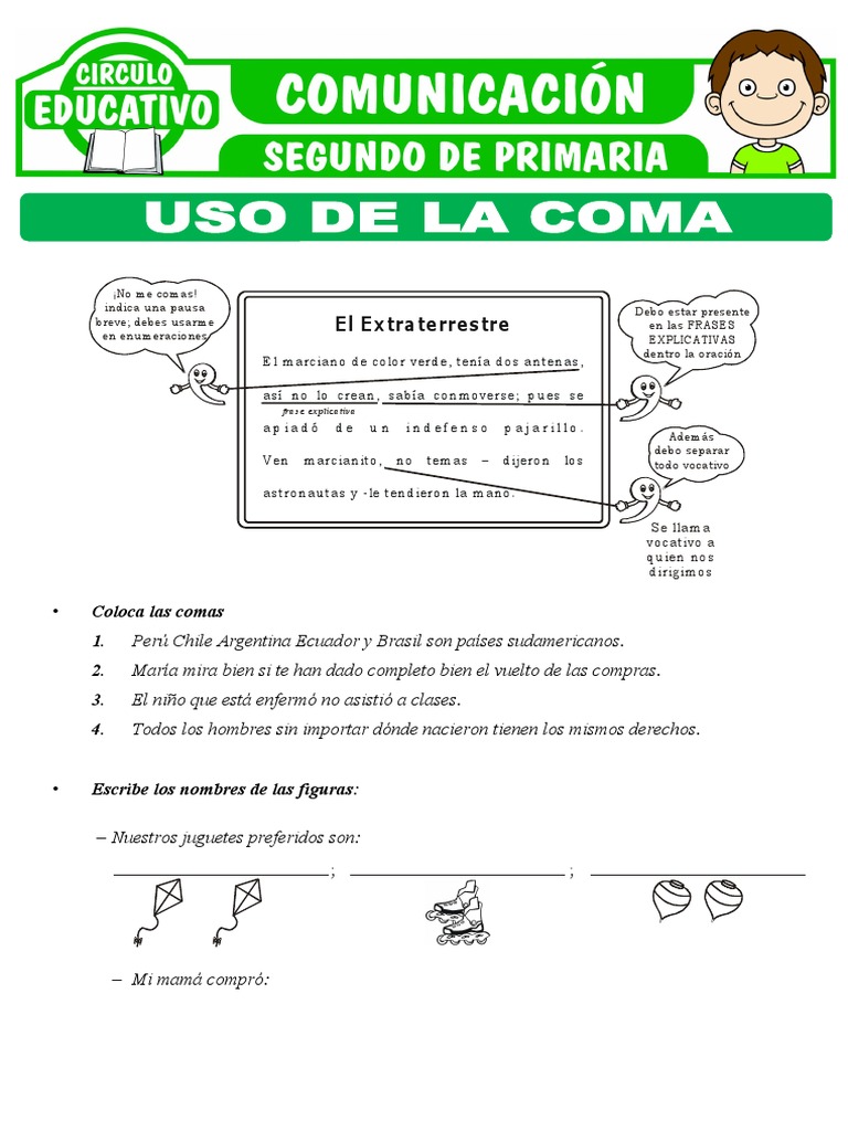 Uso de La Coma para Segundo de Primaria | PDF