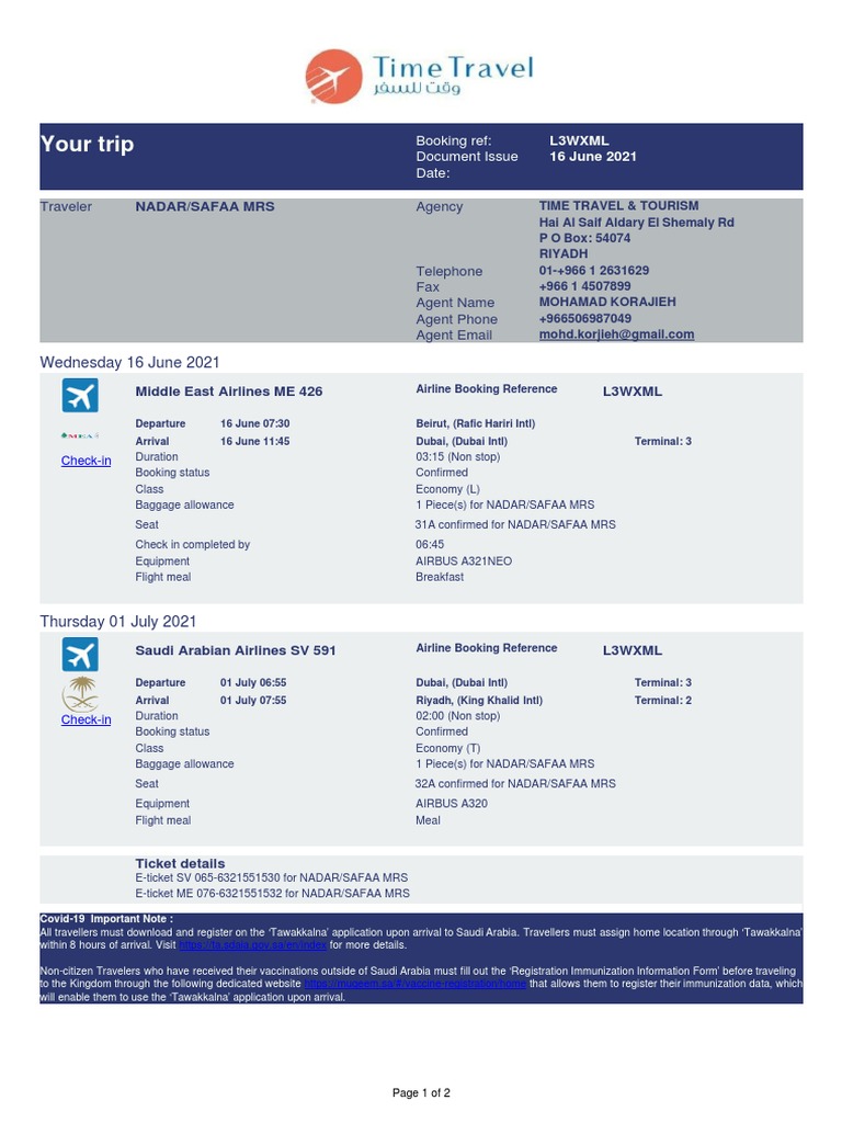 Itinerary | PDF | Civil Aviation | Transport