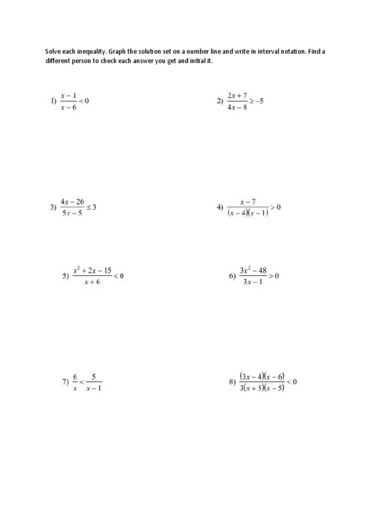 Solve Each Inequality Rational | PDF