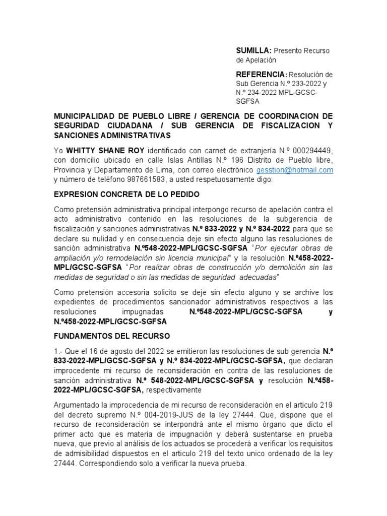 Recurso de Apelacion Kelly Shane | PDF | Ley común | Ley Pública