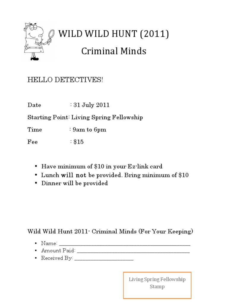 Wild Wild Hunt 2011 Registration Form | PDF