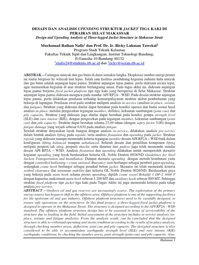 Analisis Upending Jacket Tiga Kaki | PDF