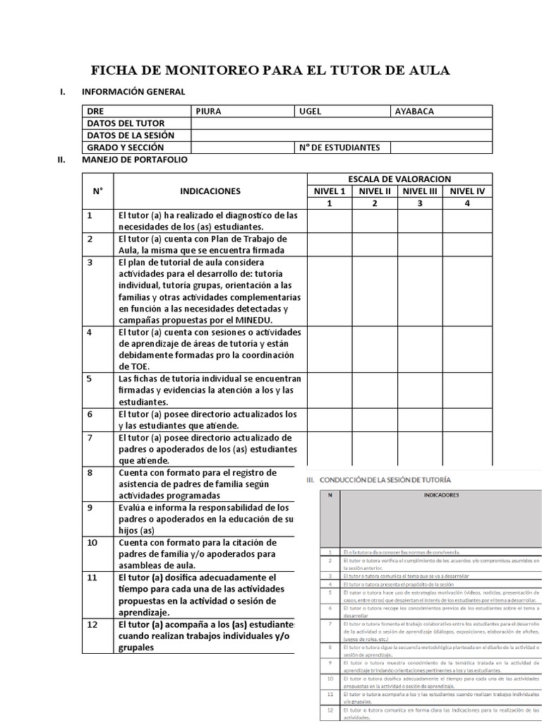Ficha de Monitoreo Tutoria | PDF | Aprendizaje | Modificación de comportamiento