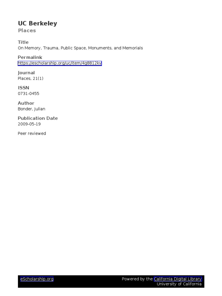 07 On Memory, Trauma, Public Space, Monuments, and Memorials | PDF ...