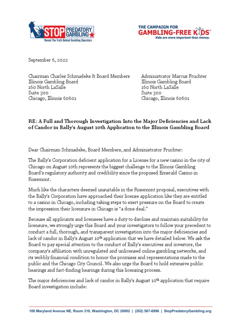 2022 Letter To Illinois Gambling Board 9-6 | PDF | Business