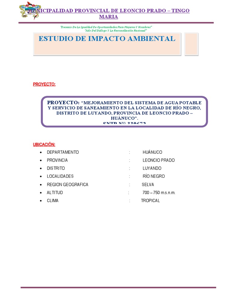 Estudio Impacto Ambiental | PDF | Entorno natural | Evaluación de ...