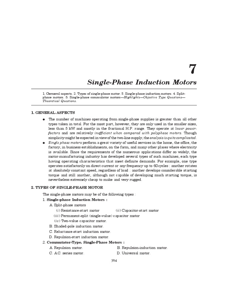 Single Phase Induction Motor and Special Machines | PDF | Electric Motor | Electrodynamics