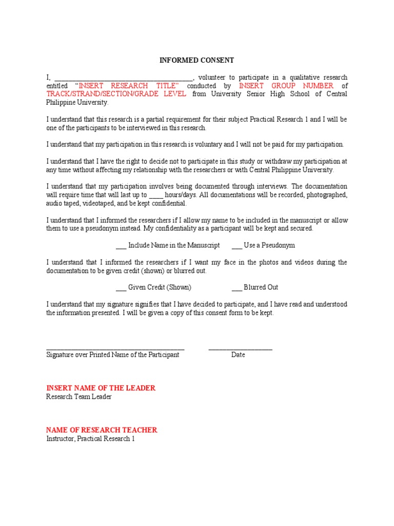 Informed Consent for Research Participation | PDF