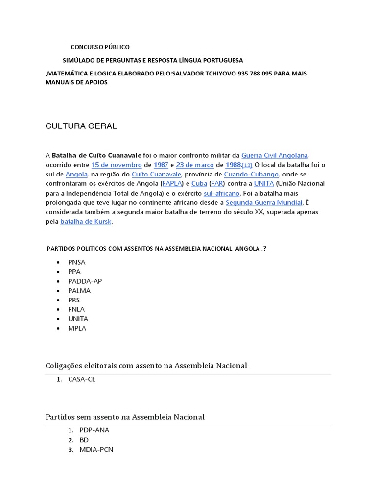 Concursos Diversos ! Simulado Angola | PDF | Magos Bíblicos | Angola
