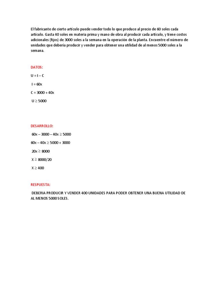 El Fabricante de Cierto Artículo Puede Vender Todo Lo Que Produce Al ...