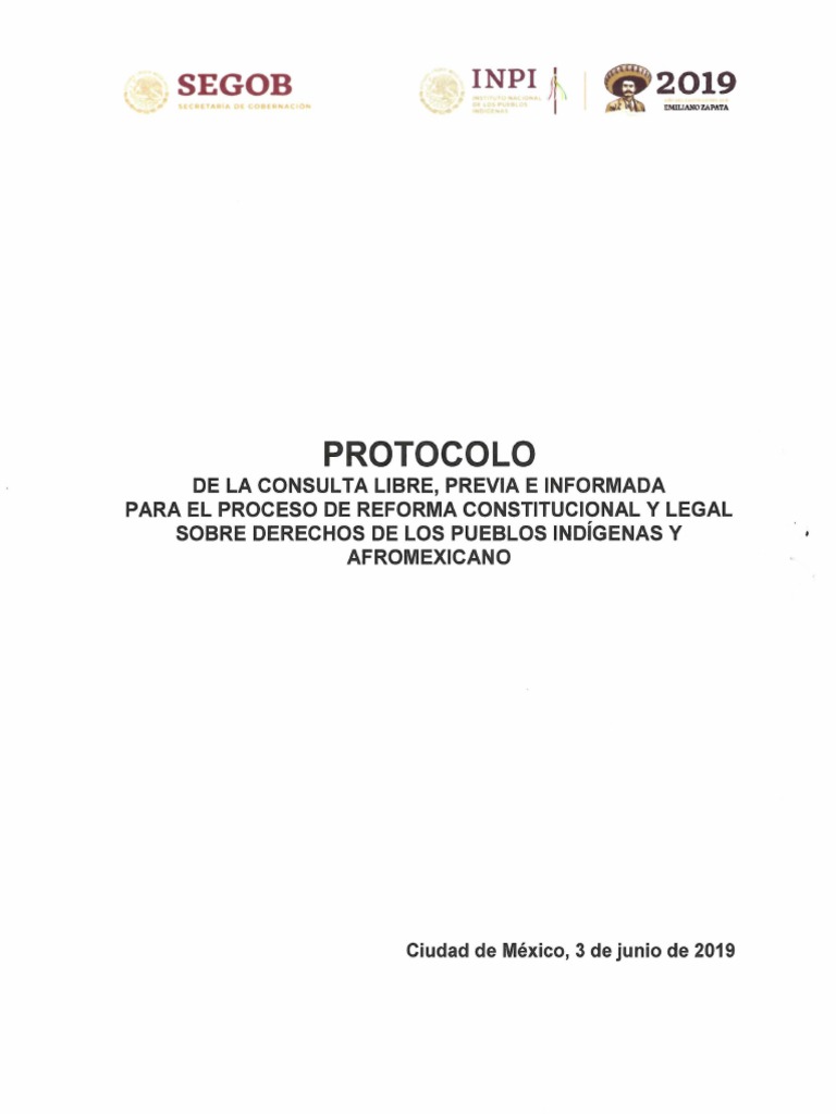 Inpi Protocolo Consulta Reforma Constitucional Derechos Pueblos Indigenas | PDF | México ...