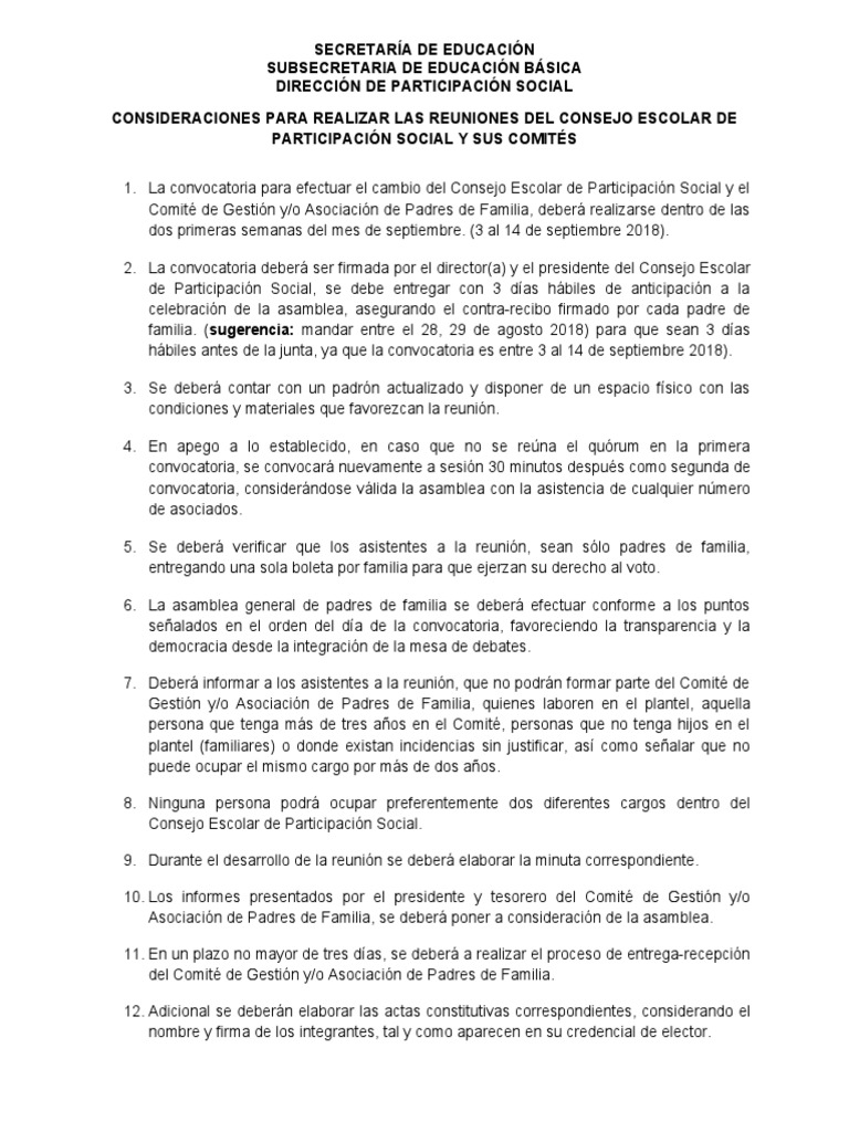 Consideraciones para Reuniones de CEPSE Y SUS COMITÉS (8458) | PDF ...