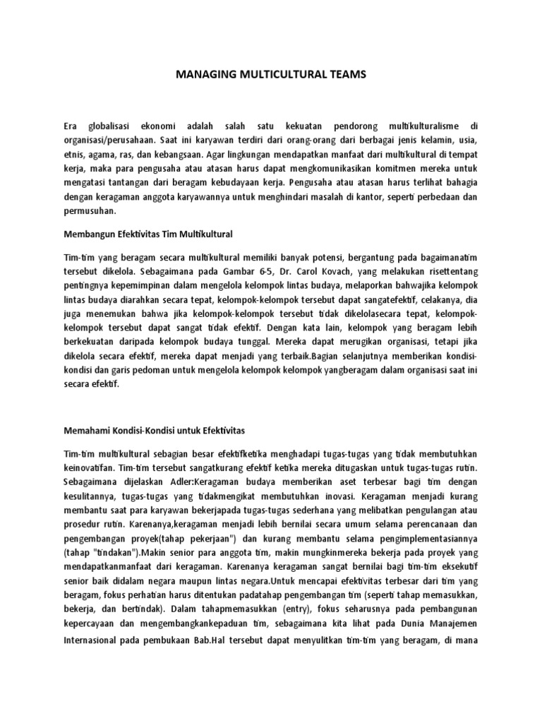 Managing Multicultural Teams | PDF | Pengembangan Diri