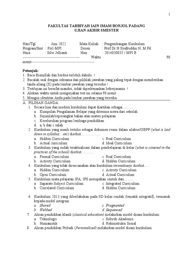 Uas PK Pai-Mpi 2022 New | PDF