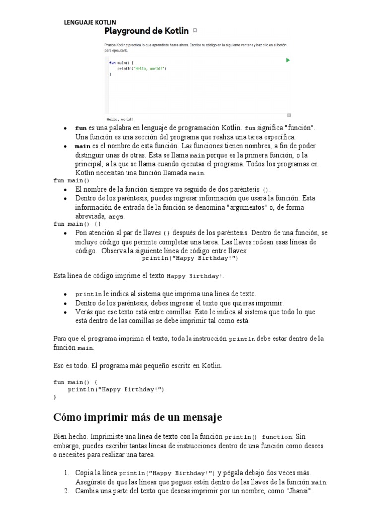 Lenguaje Kotlin Pdf Programa De Computadora Programación 4274