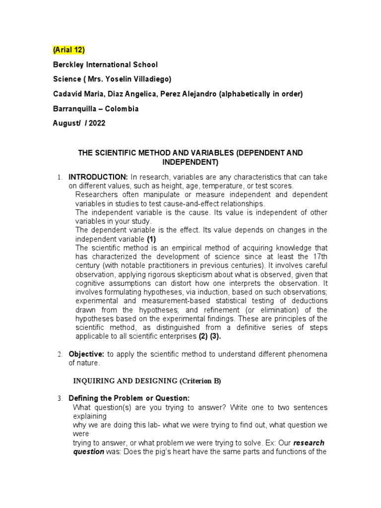 Guideline Lab Report 1 Scientific Method Apple | PDF | Scientific Method | Hypothesis