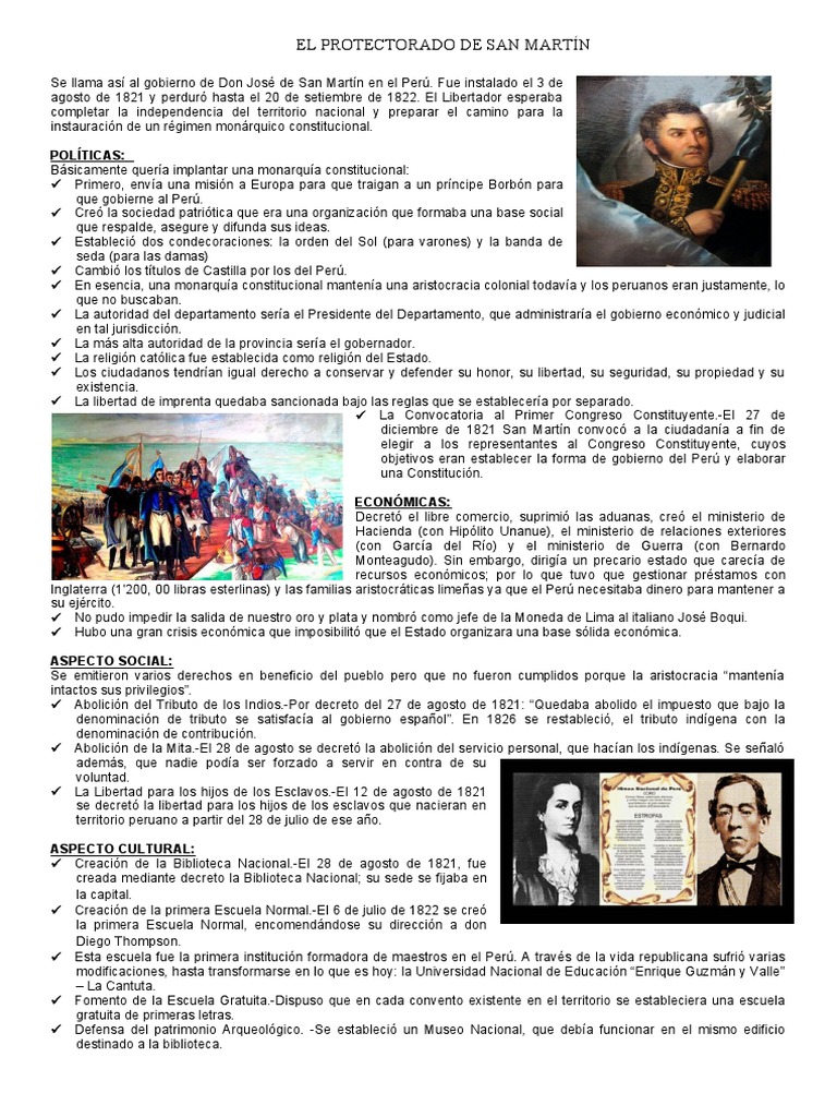 El Protectorado | PDF | Perú | Gobierno