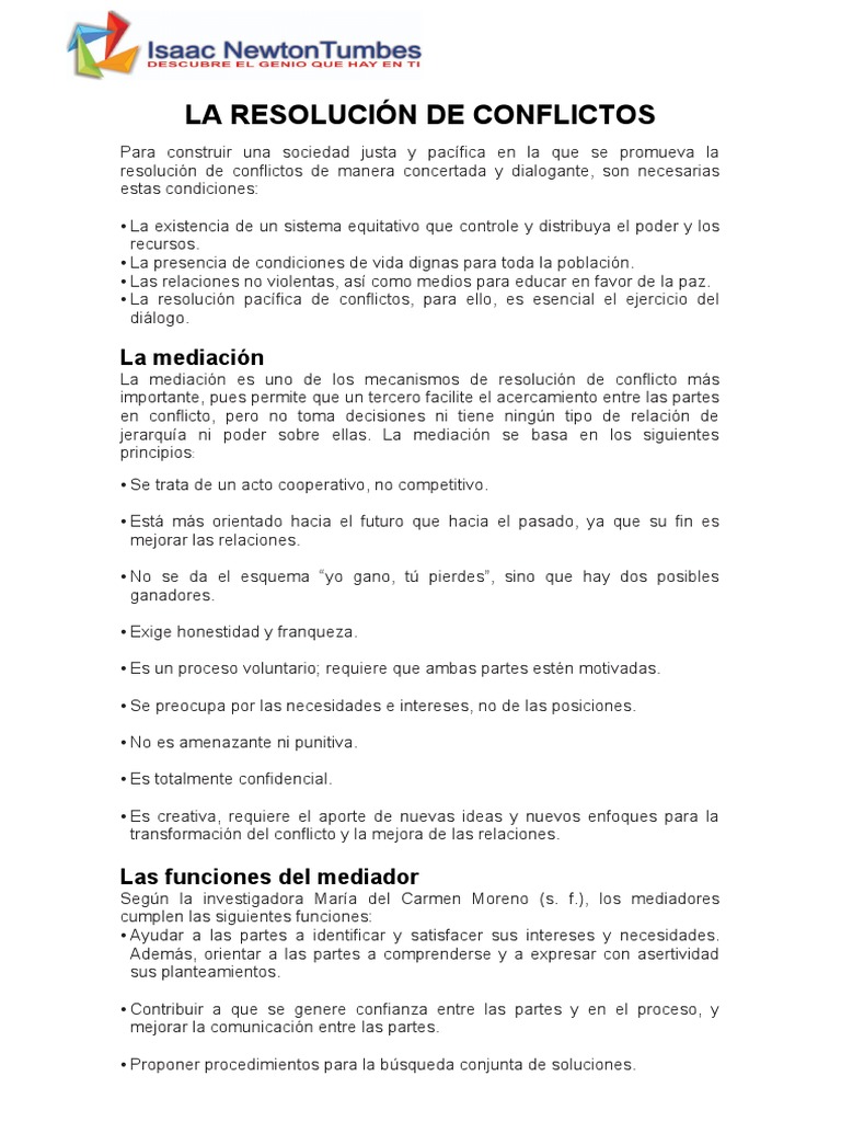 La Resolucion de Conflictos | PDF