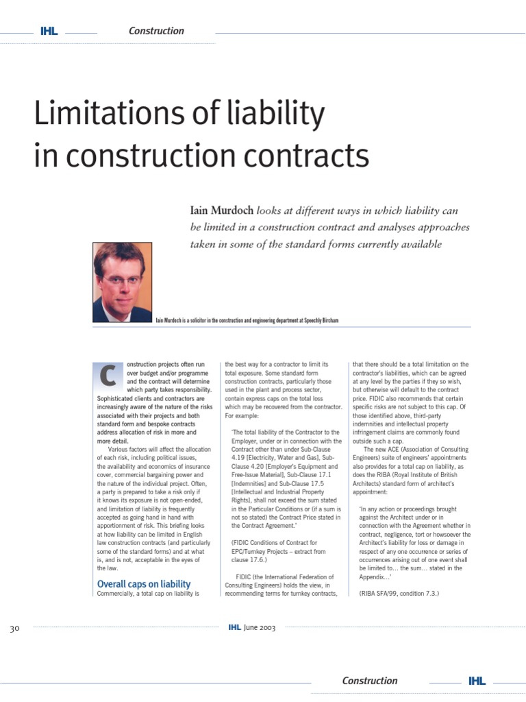 Limiting Liability in Construction Contracts | PDF