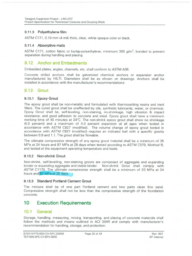 Specification Non Shrink Grout | PDF