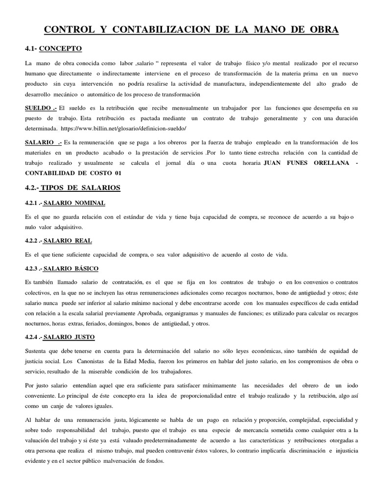 Control y Contabilizacion de La Mano de Obra Nuevo | PDF | Salario ...
