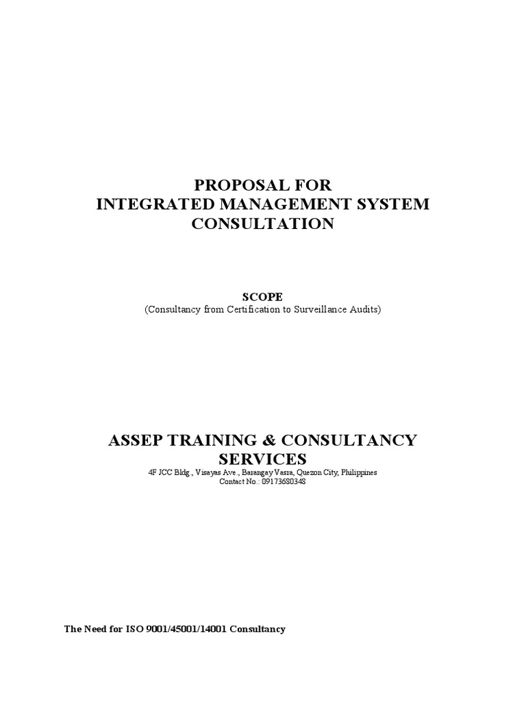 IMS Consultancy Proposal | Download Free PDF | Audit | Iso 9000