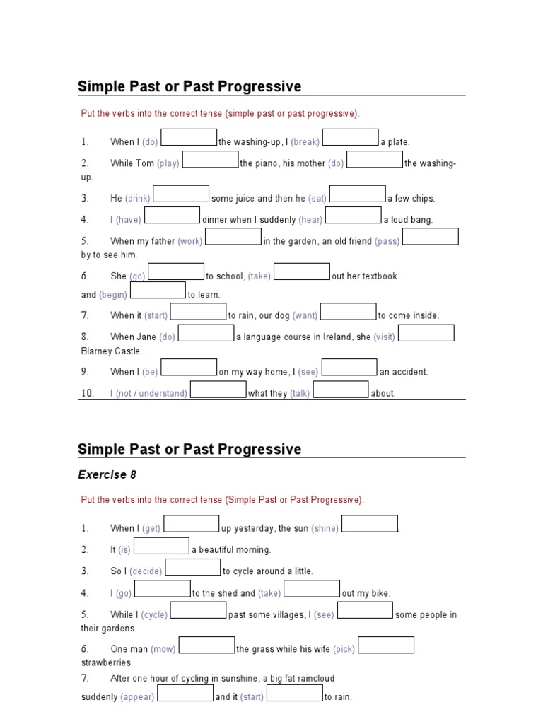 Simple Past or Past Progressive Exercises | PDF