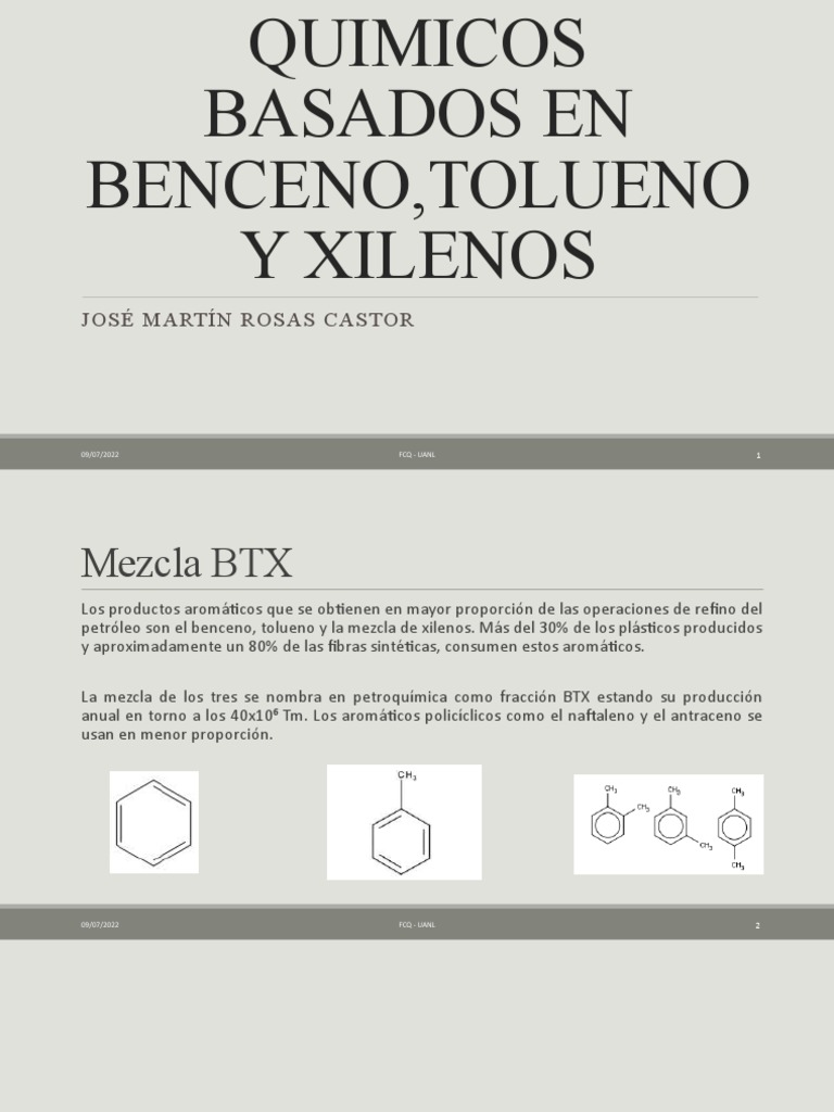 10.-Quimicos Basados en Benceno, Tolueno y Xilenos | PDF | Benceno ...