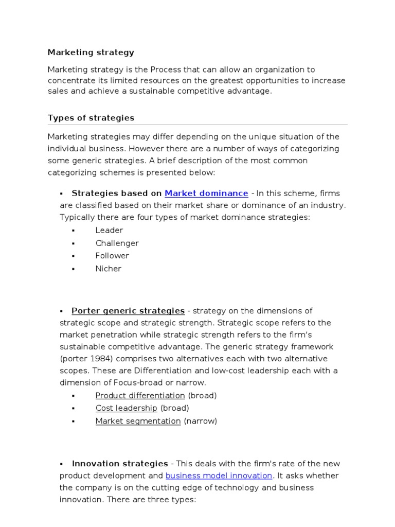 Marketing Strategy | PDF | Marketing Strategy | Strategic Management