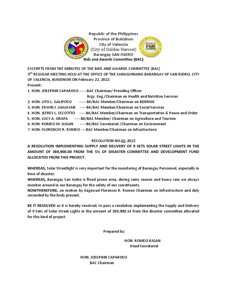 Resolution for Solar Street Lights | PDF