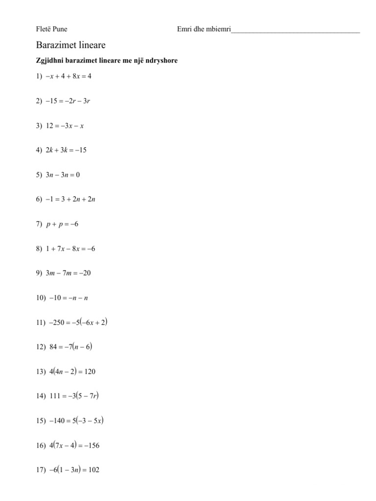 Barazimet Lineare-2 - 2021 | PDF