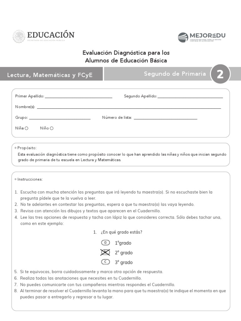 DIAGNÓSTICO 2º Primaria MEJOREDU | PDF | Calendario