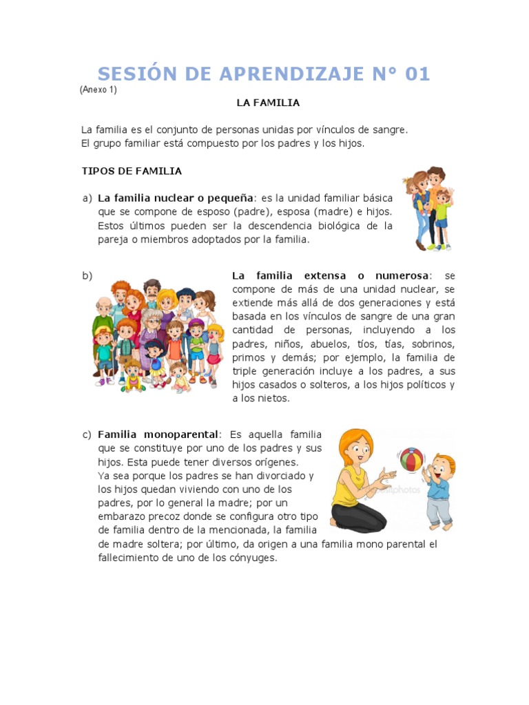 Anexo Sesión de Tipos de Familia | PDF