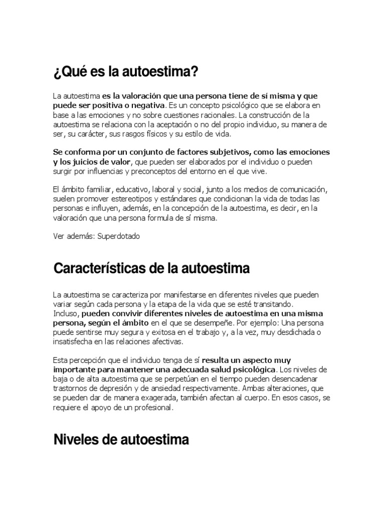 Qué Es La Autoestima | PDF | Autoestima | Sicología