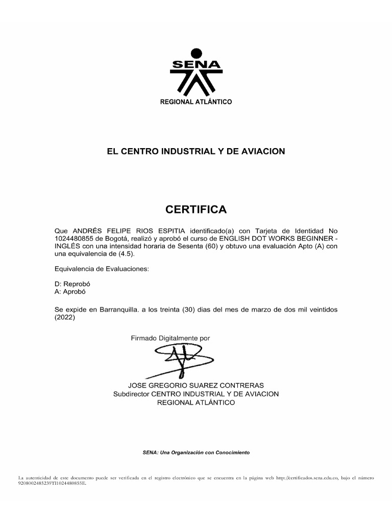 Diploma SENA 1 PDF | PDF