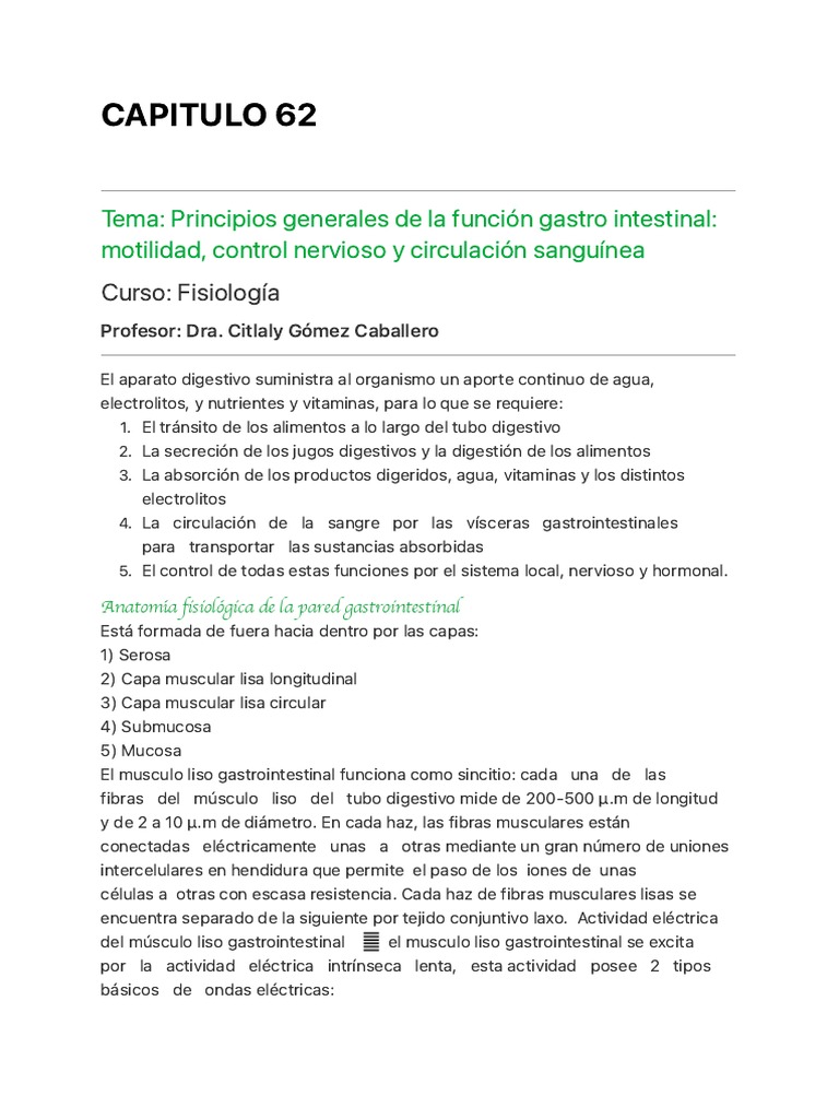 Resumen del Capítulo 62 de Guyton | PDF | Tracto gastrointestinal ...