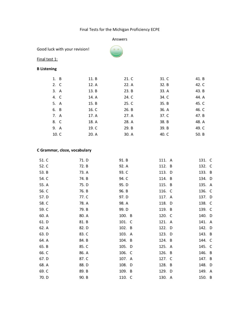 Final Tests for the Michigan Proficiency ECPE
