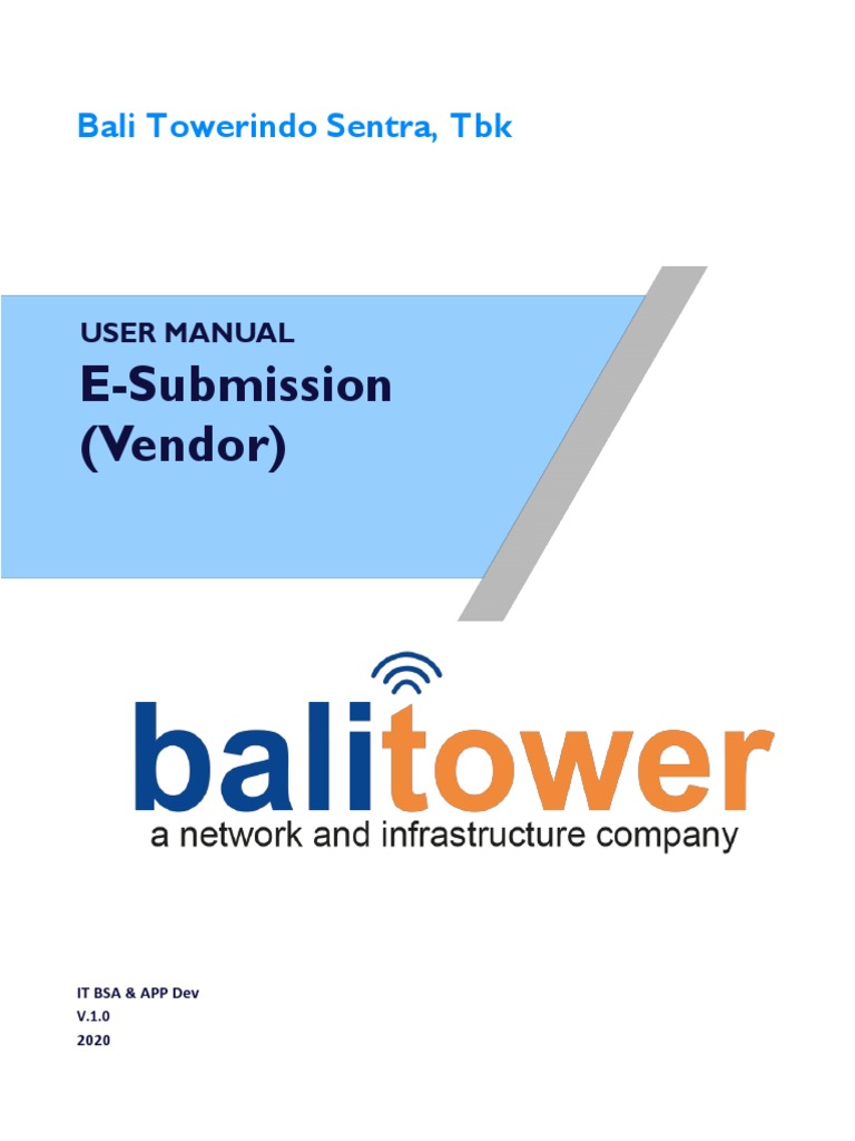 User Manual Vendor E-Submission | PDF