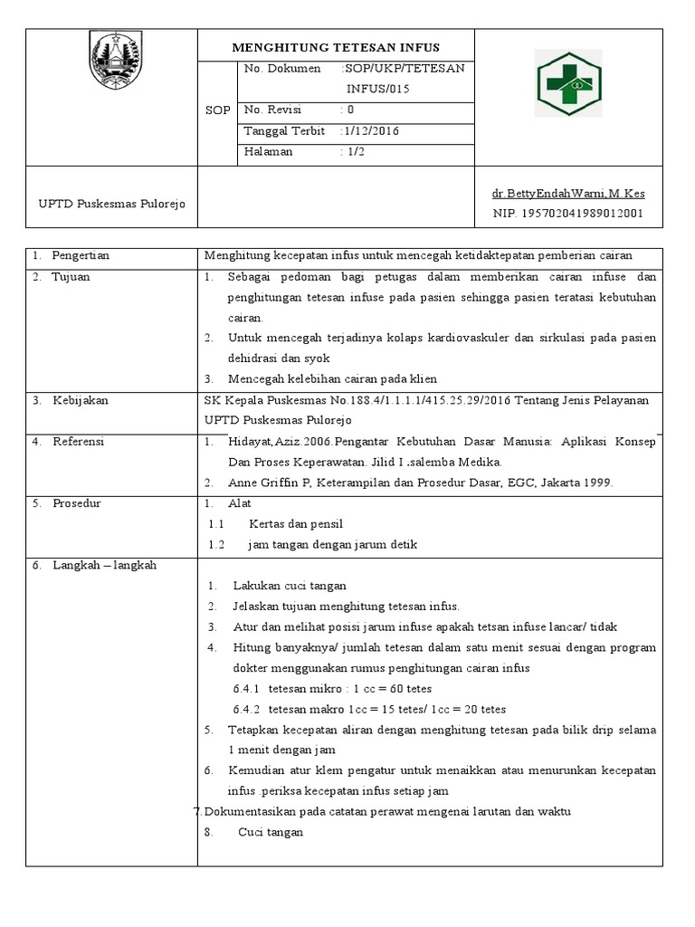 Sop Menghitung Tetesan Infus | PDF