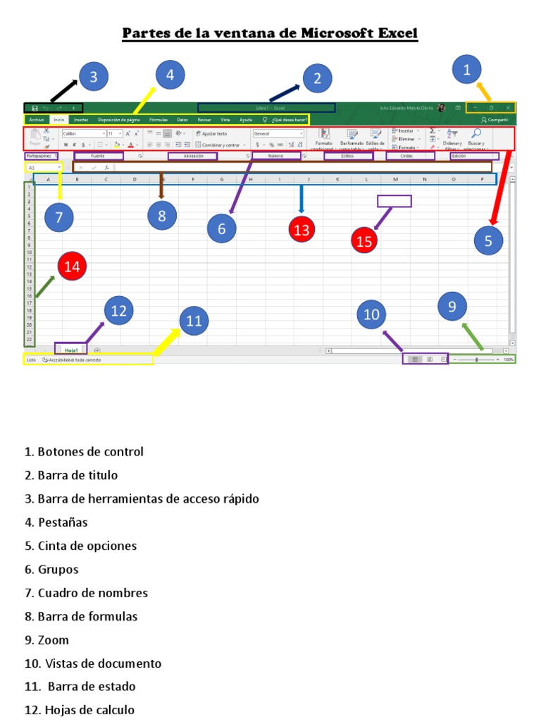Partes de La Ventana de Microsoft Excel - 5to SEC | PDF