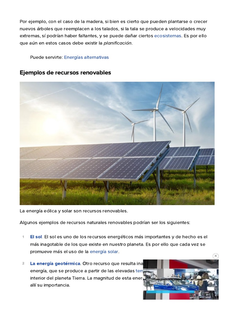 110 Ejemplos de Recursos Renovables | PDF | Recursos renovables | Energía renovable