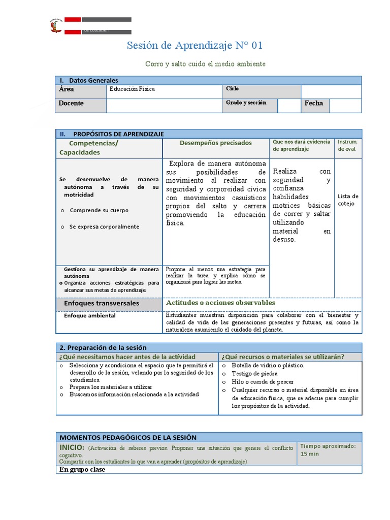 Sesion 1°2° | PDF | Aprendizaje