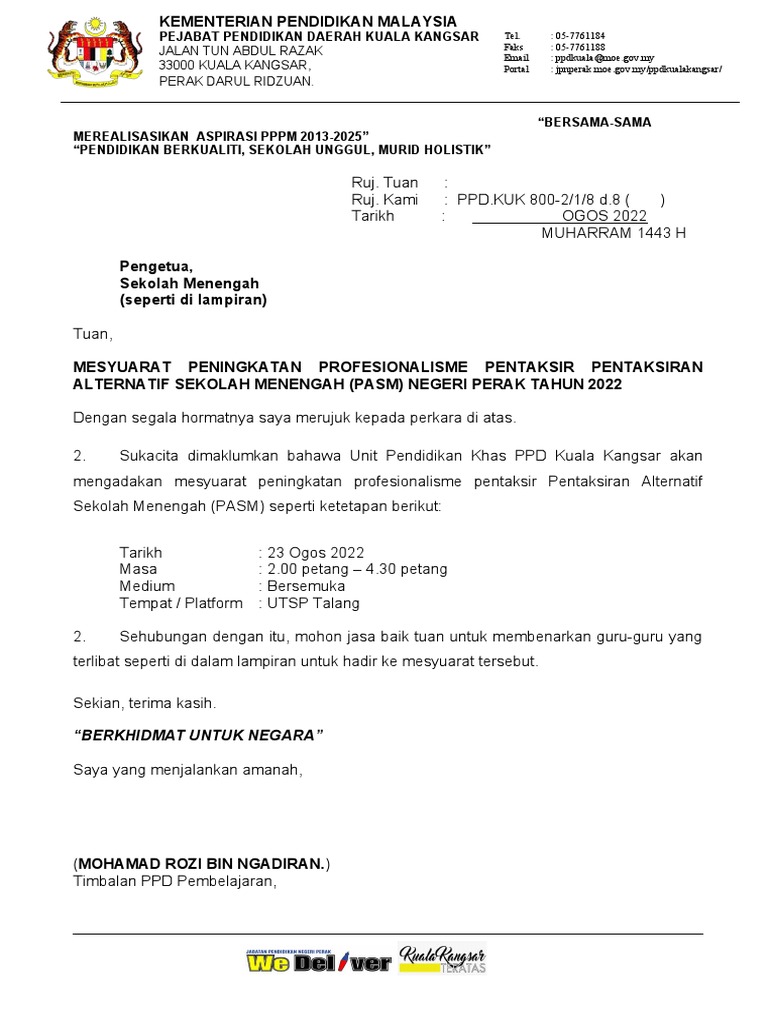 Surat Panggilan Program PLC Ppi SC Dan SJ | PDF