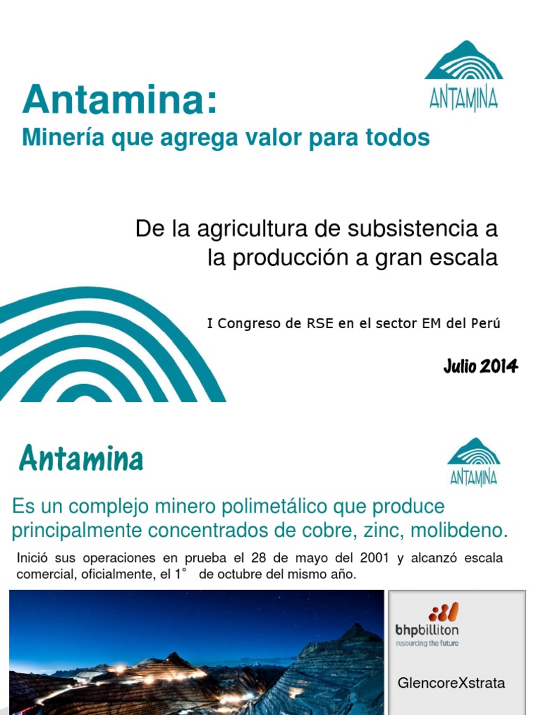 RSE en Minería: Antamina y Desarrollo Sostenible | PDF | Economias ...