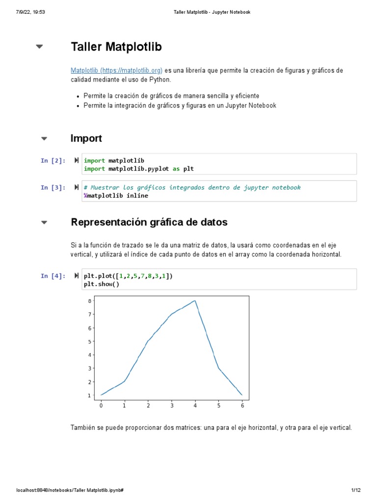 Taller Matplotlib - Jupyter Notebook | PDF | Software Unix | Ciencias de la Computación