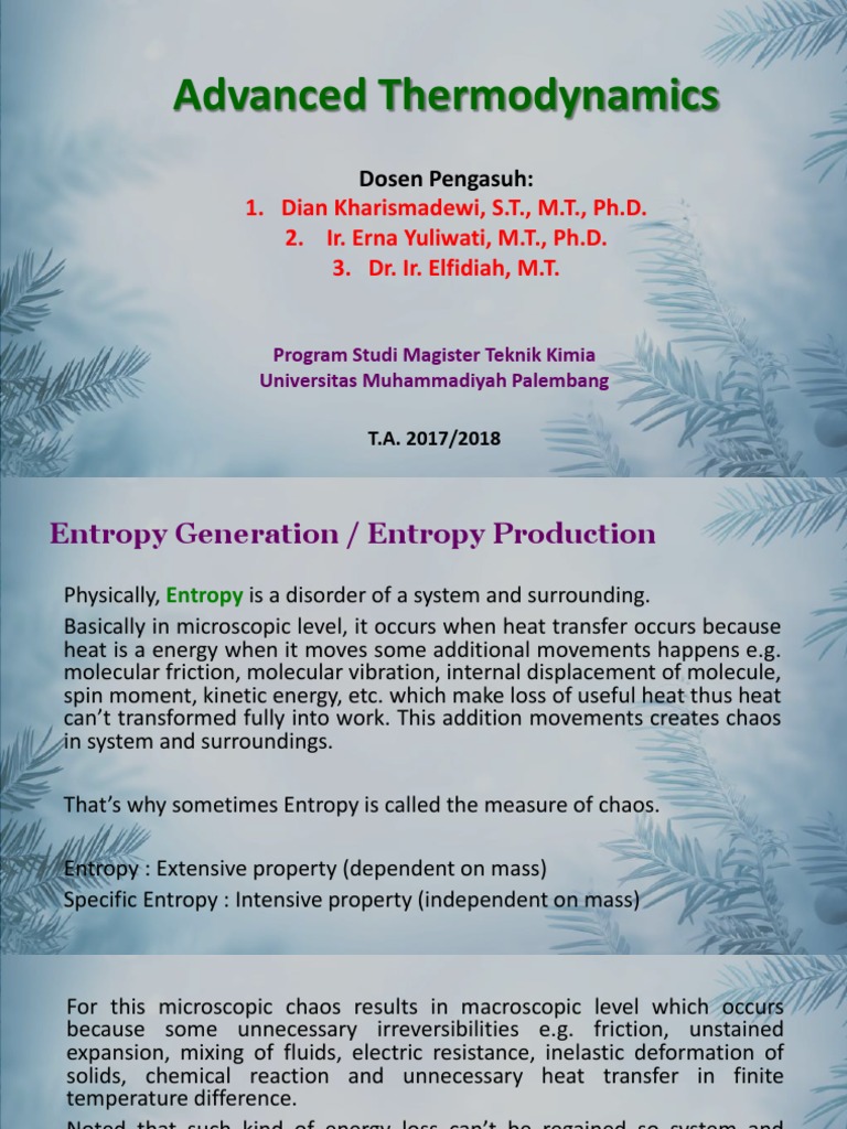 Advanced Thermodynamics-3 | PDF | Entropy | Exergy