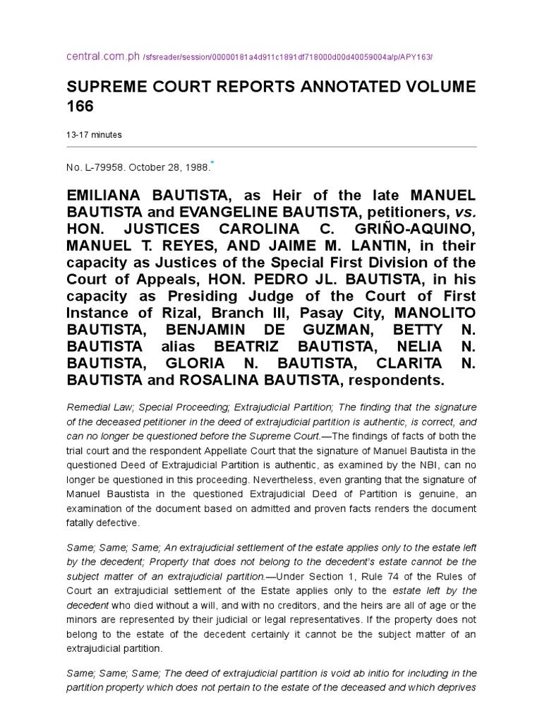 BAUTISTA v. GRINO-AQUINO | PDF | Deed | Appeal